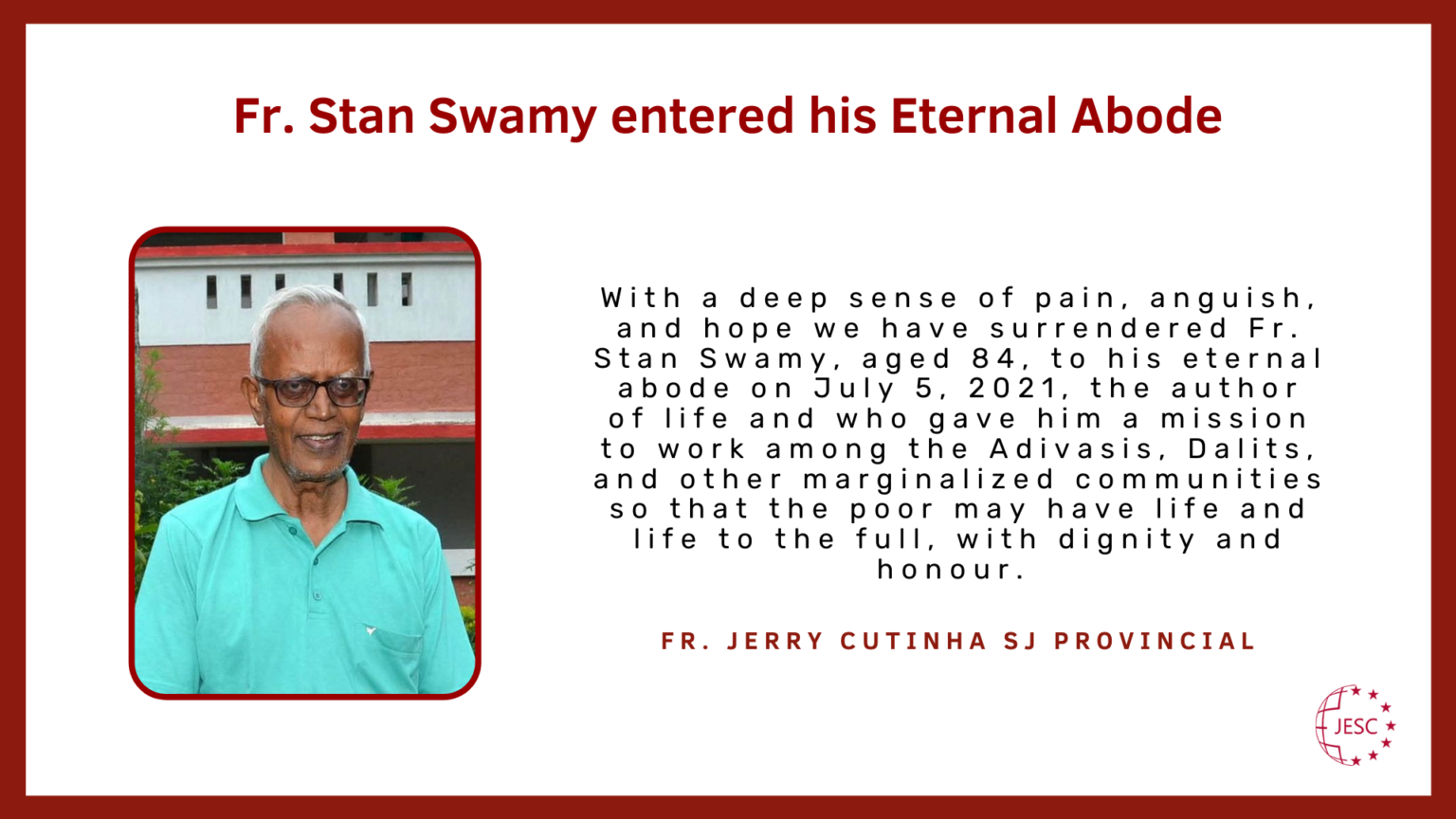 Stan Swamy SJ: Jesuit human rights activist dies at 84 - Jesuit ...
